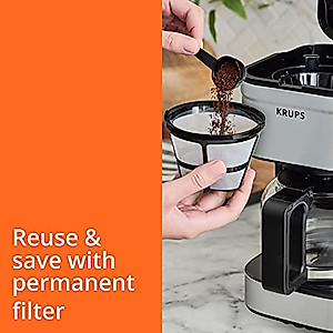 KRUPS Simply Brew Compact Filter Drip Coffee Maker, 5-Cup, Silver