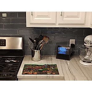 Caroline's Treasures PTW2008LCB Pumpkin Patch and Fall Farm Glass Cutting Board Large Decorative Tempered Glass Kitchen Cutting and Serving Board Large Size Chopping Board