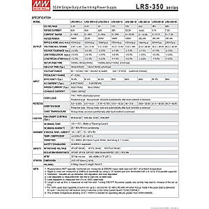 MEAN WELL LRS-350-48 350.4W 48V 7.3 Amp Single Output Switchable Power