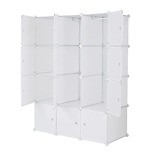 Practical and Stylish Multifunctional Modular Closet Cabinet with Stackable Plastic Cube Storage Shelves and Hanging Rod