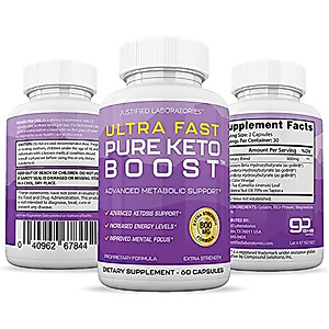 Ultra Fast Pure Keto Boost Pills Advanced BHB Ketogenic Supplement Exogenous Ketones Ketosis for Men Women 60 Capsules 10 Bottles