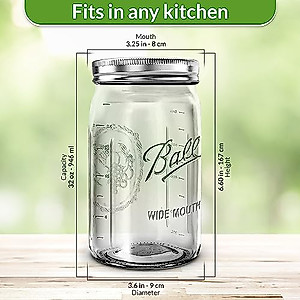Munchy Gator Wide Mouth Mason Jars 32oz 4-Pack - Premium Clear Glass with Airtight Metal Lids - Includes Rubber Jar Opener - Ideal for Canning, Preserving, Storage, and More