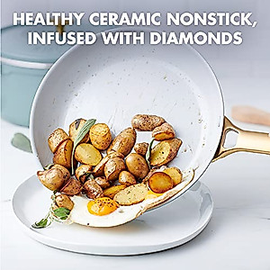 GreenPan Reserve Hard Anodized Healthy Ceramic Nonstick, 10" and 12" Frying Pan Skillet Set, Smokey Blue