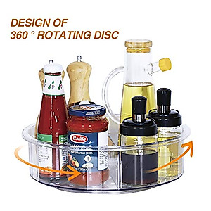 Lazy Susan Turnable Cabinet Organizer,Premium 360 Rotating Clear Lazy Susans with Dividers, Spinning Cosmetic Makeup Organizers for Countertop Table Pantry Bathroom