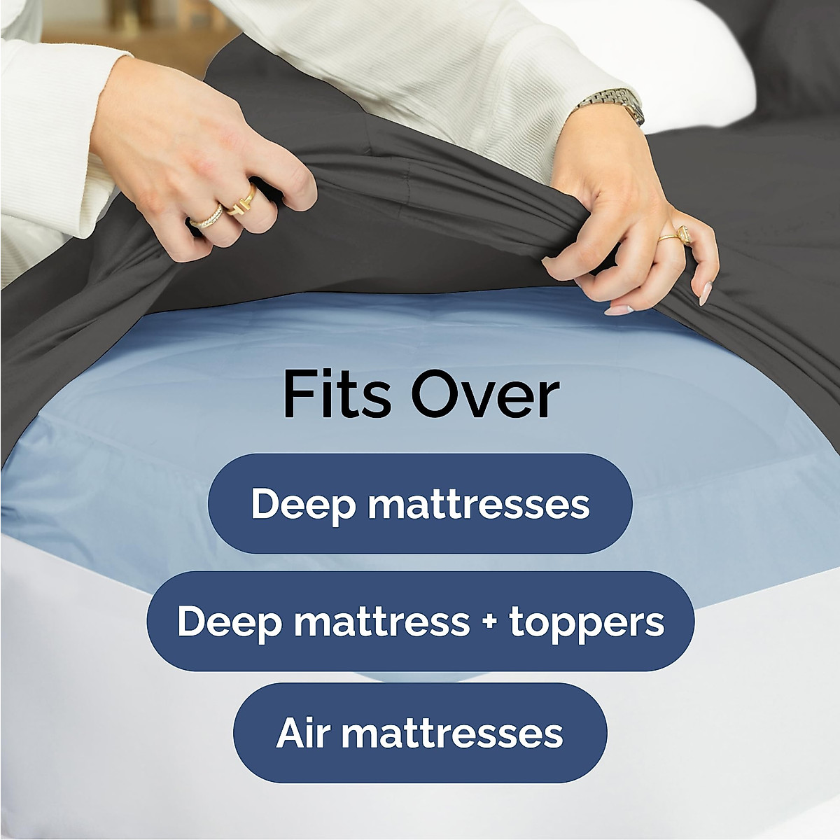 Extra Deep Full Fitted Sheet - Hotel Luxury Single Fitted Sheet Only - Easily Fits 18 inch to 24 inch Mattress - Ultra Soft, Wrinkle & Fade Free w/Extra Deep Pockets - Breathable & Comfy - Charcoal