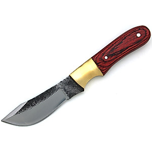 Wild Turkey Handmade Full Tang Real File Hunting Knife w/Leather Sheath Outdoors Hunting Camping Fishing Outdoors (SM-25)