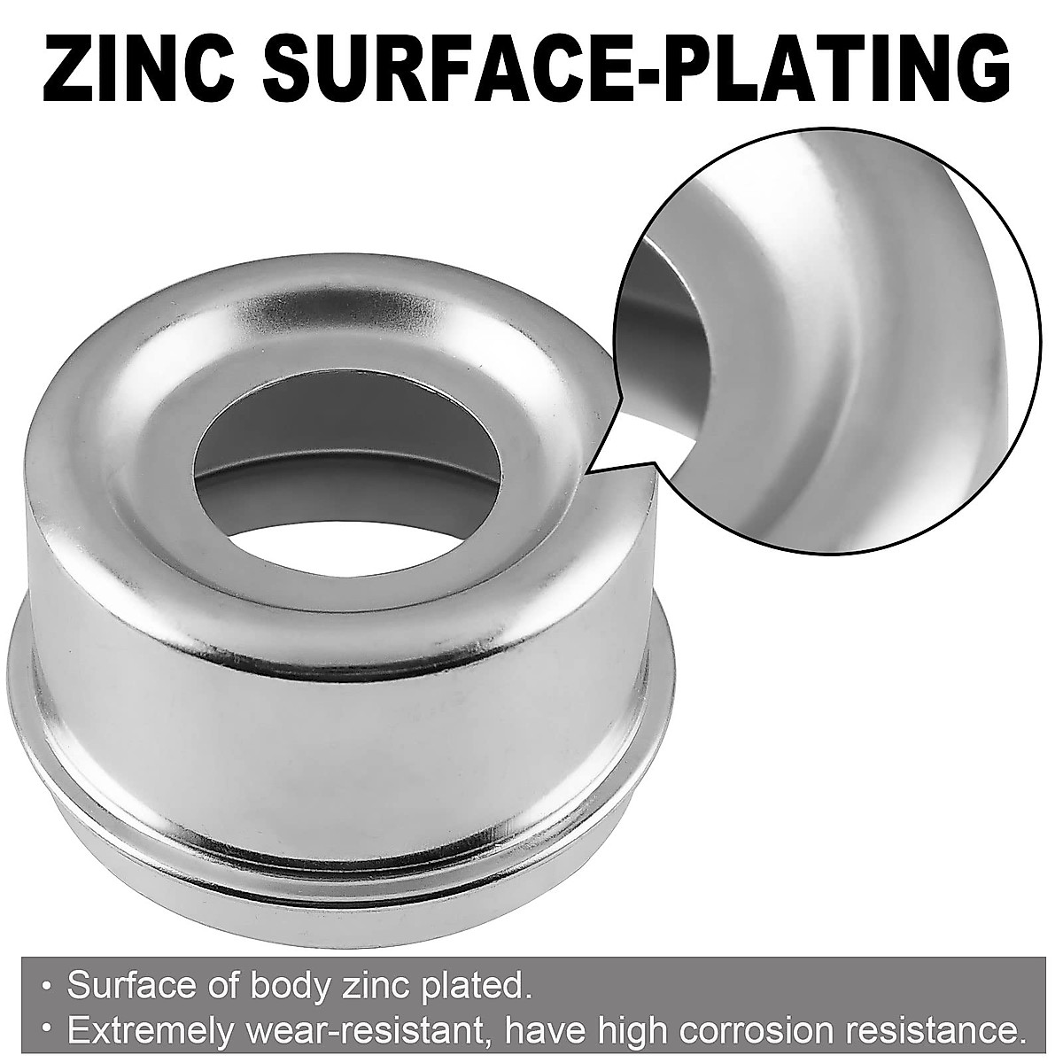 JADODE Trailer Bearing Dust Cap 2.44 in Trailer Axle Dust Cap with 8 Rubber Plugs Heavy Duty Grease Covers Bolt Metal Trailer Hub Dust Caps for Most 5200-6000lbs Trailer Dexter Trailer Camper RV