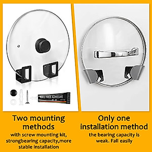 Set of 3 Pairs of Pot Lid Organizer for Cabinet Door, Drillable and Stickable Stainless Steel Pot Lid Holder, Adjustable Wall Mount Pot and Pan Lid Holders for Lids, Cutting Boards, Pot, Bakeware