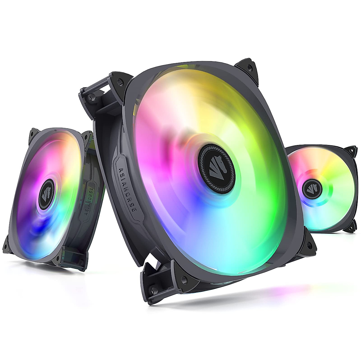 Asiahorse Fish-Bone Argb Case Fans,120mm Quiet Computer Cooling PC Fans Sync/Remote Control, Adjustable Speed, SATA Connection (3pack Grey)