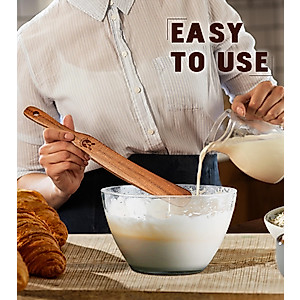 Skinny Spurtle for Sourdough Starter, Mixing, Reaching Bottom of Jar, Dough Whisk, 100% Natural from High Moist Resistance Teak, Spurtles Kitchen Tools Wooden Kitchen Utensils for NonStick Cookware