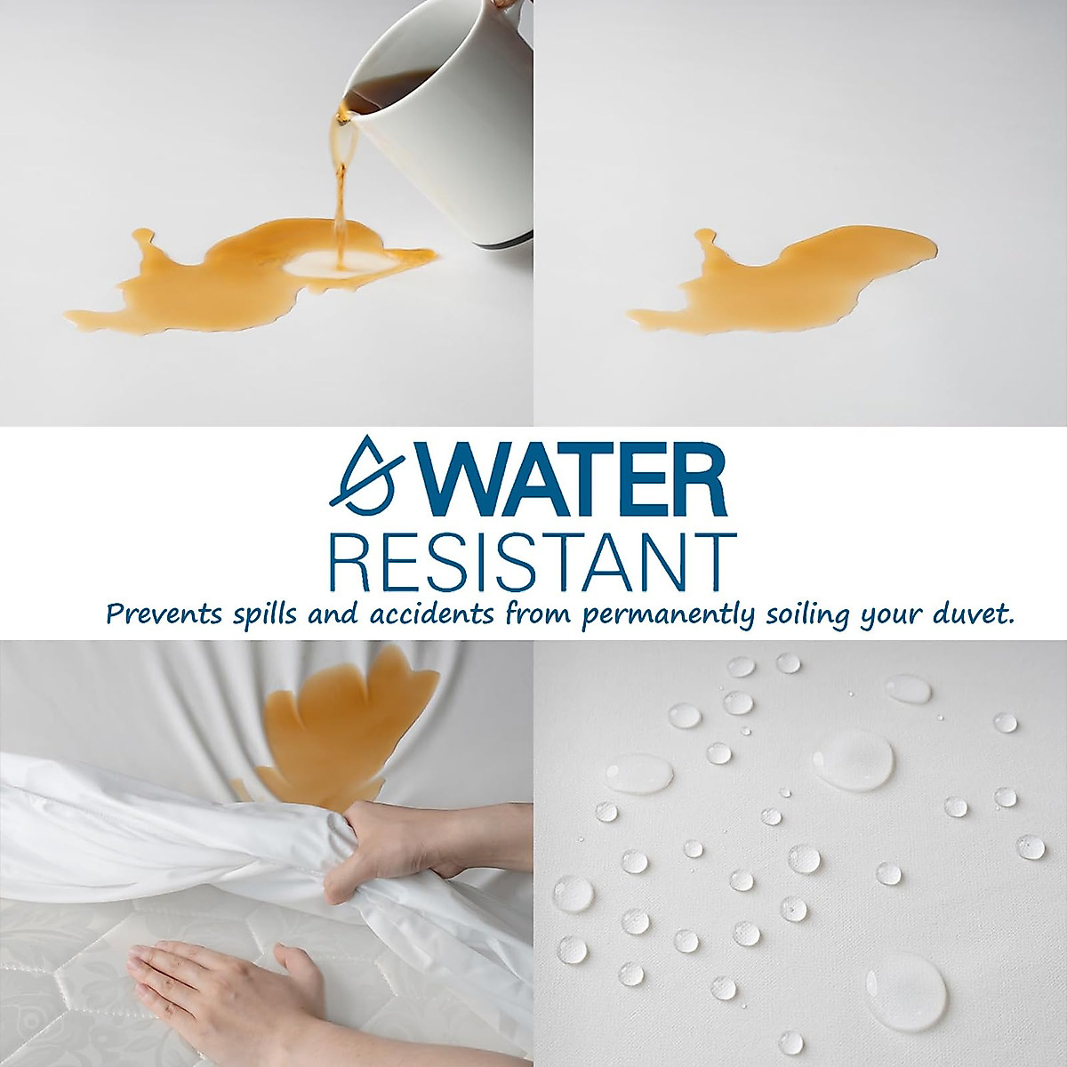 Waterproof Duvet Cover, Washable＆Reusable Cotton Knitted Fabric Incontinence Duvet Protector with Zipper with Corner Ties for Kids, Elder, Pets, Dog, Cat (White,King)