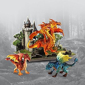 Dragon Toys DIY Painting Dragon Kit,Arts and Craft Set for Kids Age 8-12,Dragon Games Making Kit,Decorate and Drawing 3D Art Supplies Toys for Children Gifts Ideas for Girls 10-12(3 Dinosaurs)