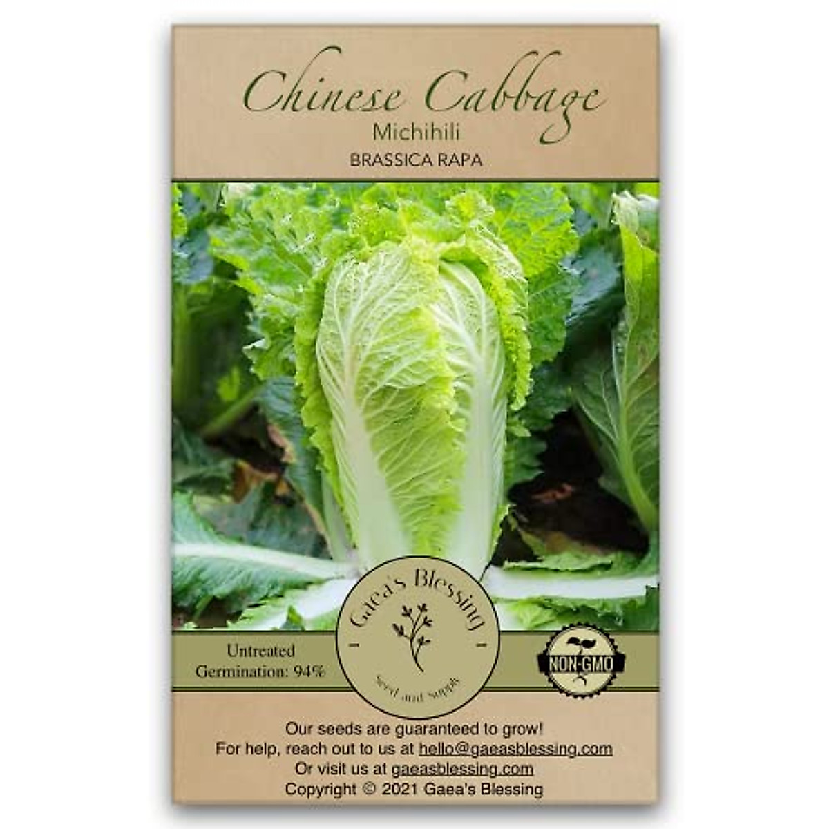 Gaea's Blessing Seeds - Chinese Cabbage Seeds - Michihili Heirloom - Non-GMO Seeds with Easy to Follow Planting Instructions - Open-Pollinated High Yield Heirloom 94% Germination Rate
