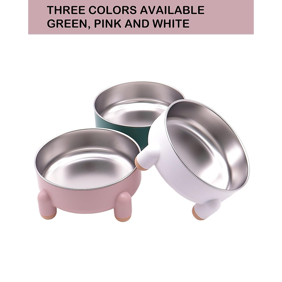 Stainless Steel Cat Bowl, Anti-Slip and Raised Design, Durable HIPS Material, Non-Spill, Dishwasher Safe, Perfect for Cats and Small Dogs, Easy to Clean (Pink, 1 Pcs)