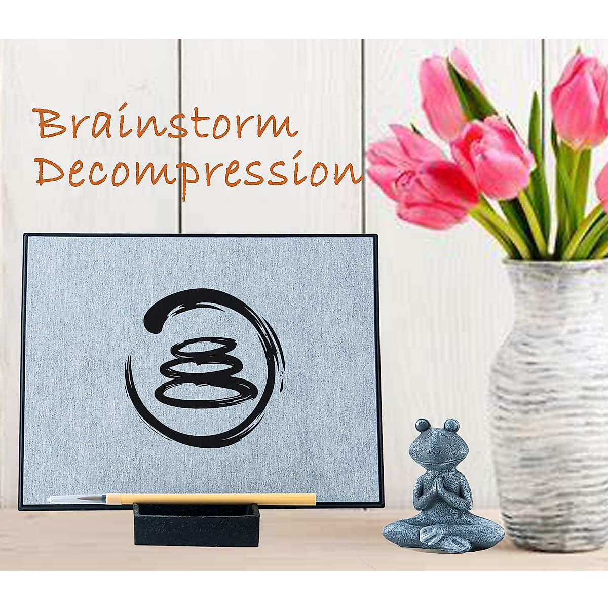 Buddha Zen Board Zen Meditation Board Inkless Drawing Board Ideal Buddha Frog Sculpture Relaxation Gifts for Women Or Men Cool Japanese Gifts