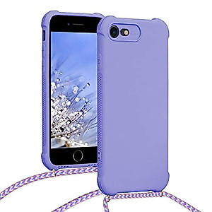 kwmobile Crossbody Case Compatible with Apple iPhone SE (2022) / iPhone SE (2020) / iPhone 8 / iPhone 7 Case - TPU Silicone Cover with Strap - Lavender