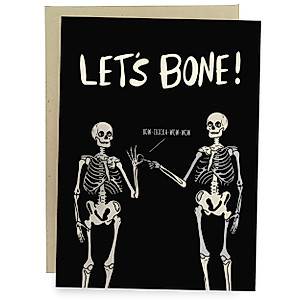 Sleazy Greetings Funny Valentine's Day Card for Husband, Boyfriend, Wife, or Girlfriend - Dirty Halloween Skeleton - Funny Birthday Card for Men or Women - Naughty Valentine's Day Card for Him or Her