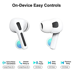 Wireless Earbuds Hybrid Active Noise Cancelling Bluetooth 5.3 True Bluetooth Headphones with Wireless Charging Case 4 Mic Call IPX7 Waterproof for TV Smart Phone Computer Laptop Sports