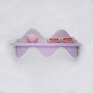 Small Floating Shelves for Wall Decor Cute Wavy Blush Pink Shelf Decorative Shelves Display Wood for Bedroom Bathroom Living Room Funky Eesthetic Maximalist Kawaii Danish Pastel Preppy room decor