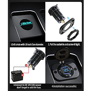 ESEWALAS 12v USB Outlet, Quick Charge 3.0 Dual USB and PD USB C Socket Power Outlet with On Off Switch,12 Volt USB Charger Socket,Waterproof 12V/24V Fast Charge USB Port