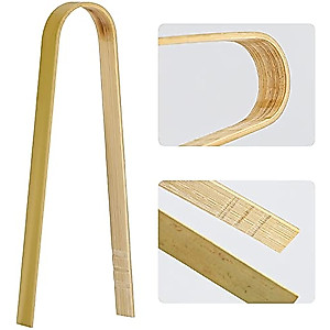 LUTER 20pcs Wooden Tongs Disposable Cooking Utensils Mini Bamboo Tongs Natural Toast Tongs for Cooking