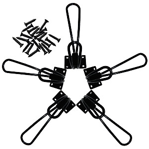 YMAISS 5 Packs of Rustic Heavy Duty Double Coat Hooks,Vintage Wall Mounted Hangers,Metal Decorative Entryway Hat Hook Black Big, Farmhouse Shabby Chic Hanging Look with Screws Included