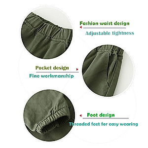 Feidoog Toddler Baby Boys 2 Pack Sweatpants Solid Cotton Elastic Waist Trousers Active Jogger Pants,Green+Coffee,3-4T
