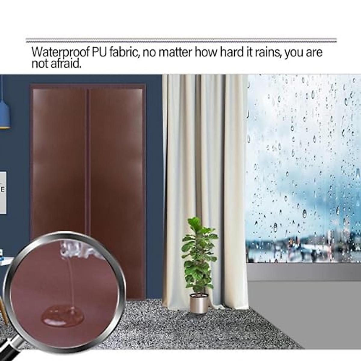 Magnetic Thermal Insulated Door Curtain Waterproof Windproof Insulated Door Curtain Magnetic Thermal pu Garage Garage Door Window Magnets,A-35x89 Inch