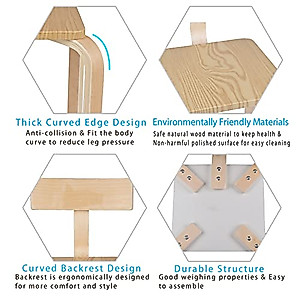 KVIPY Wooden Kids Chair, Bentwood Stool with Curved Backrest, 16inch Solid Hardwood Chair, Stackable, for Dinning, Kitchen, Home, Garden, Living, Preschool and Kindergarten