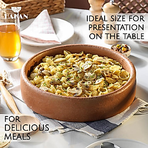 Hakan Natural & Handmade Terracotta Pan for Cooking | Authentic Clay Pan, Cazuela Dish, Ancient Mexican Clay Cookware, Earthenware Mud, Pottery Kitchenware (Midi 14 in)