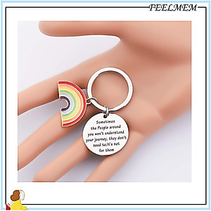 FEELMEM Gay Pride Gift LGBT Rainbow Keychain Sometimes The People Around You Won't Understand Your Journey They Don't Need To It's Not for Them LGBT Pride Jewelry Lesbian Gifts (Sometimes)