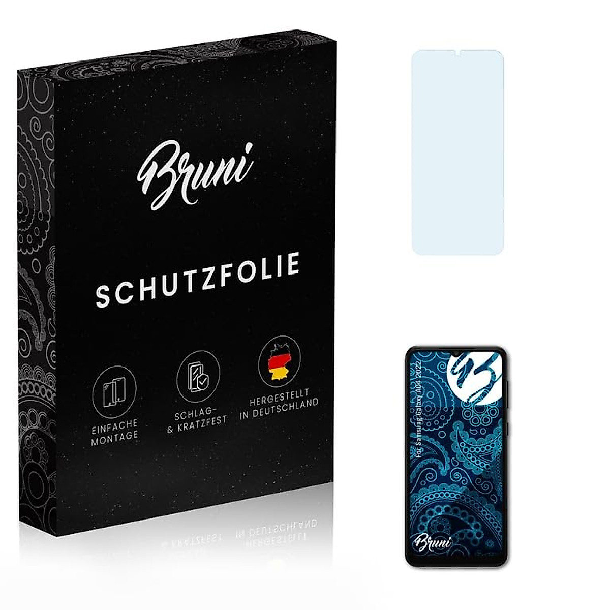 Bruni Screen Protector compatible with Samsung Galaxy A04 2022 Protector Film, crystal clear Protective Film (2X)