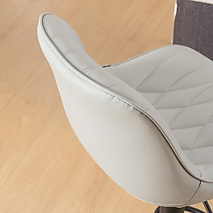 Kidol & Shellder Bar Stools Adjustable Barstools Swivel Counter Height Bar Stools Soft Thicked Faux Leather Bar Chairs,Grey,3 Mins Quick Assembly,Lold up to 300lbs(Single)