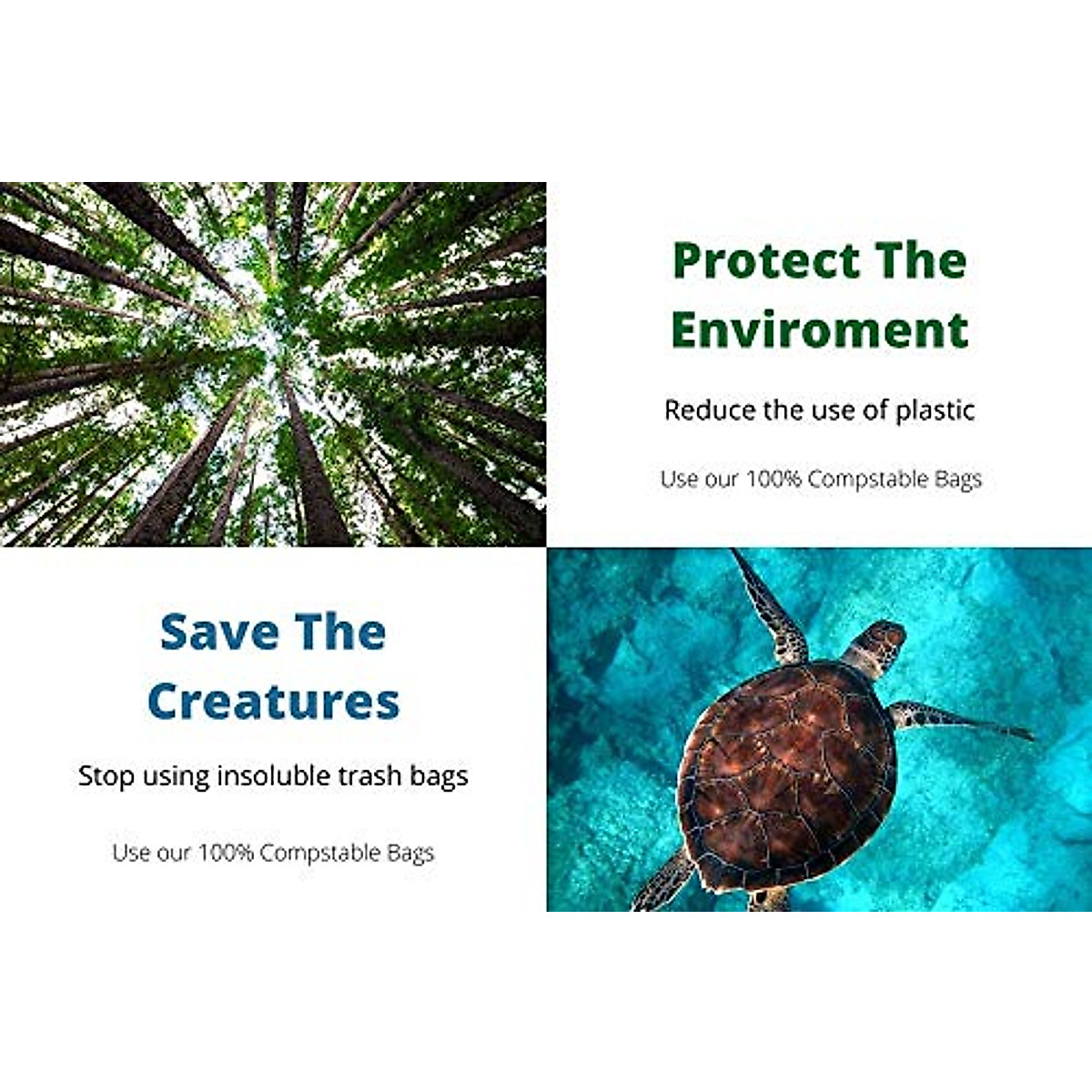 Compost Bags, Compostable Trash Bags 2.6 Gallon Compostable Bags 100 Count Small Compost Bags for Countertop bin Extra Thick 0.71 Mil. ASTM D6400 Certified By BPI and TÜV AUSTRIA