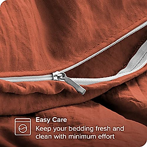 Bare Home Sandwashed Duvet Cover Queen Size - Premium 1800 Collection Duvet Set - Cooling Duvet Cover - Super Soft Duvet Covers (Queen, Sandwashed Dusty Rose)