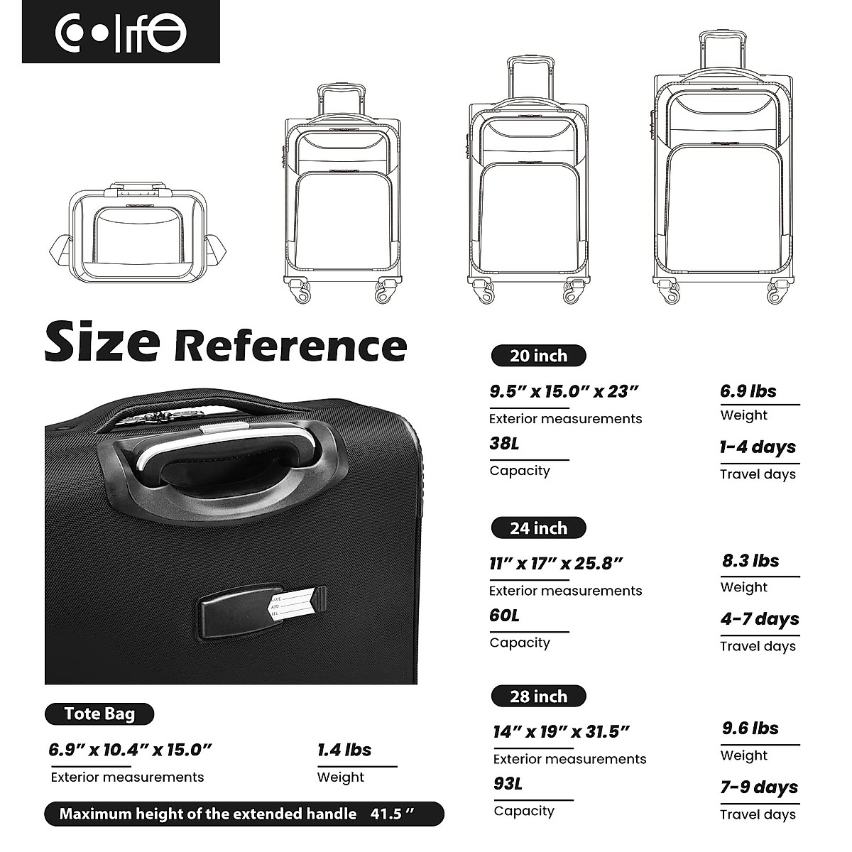 Coolife Luggage 3 Piece Set Suitcase Spinner Softshell lightweight (blue+sliver)