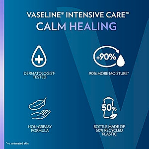 Vaseline Intensive Care Calm Healing Body Lotion 3 count for Dry Skin Made with Ultra-Hydrating Lipids and Lavender Extract to Heal and Restore Dry Skin 20.3 oz