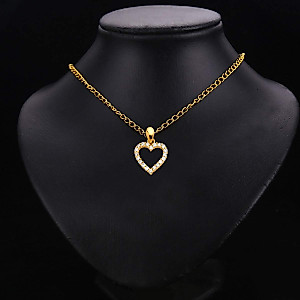 TGDJ 14k White OR White Gold Open Heart CZ Charm Pendant (Yellow-Gold)