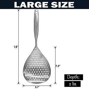 KAYCROWN Skimmer Slotted Spoon, 304 Stainless Steel Skimmer Ladle Skimmer Spoon Spider Strainer for Cooking and Frying, Pasta Strainer Spoon Frying Spoon Kitchen Cooking Colander Spoon