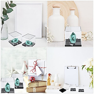 NOLITOY Home Decor 8pcs Natural Rough Mineral Specimen Display Case Holder Square Transparent Plastic Box Sample Display Box Jewelry Storage Container for Home Plastic Storage Bins