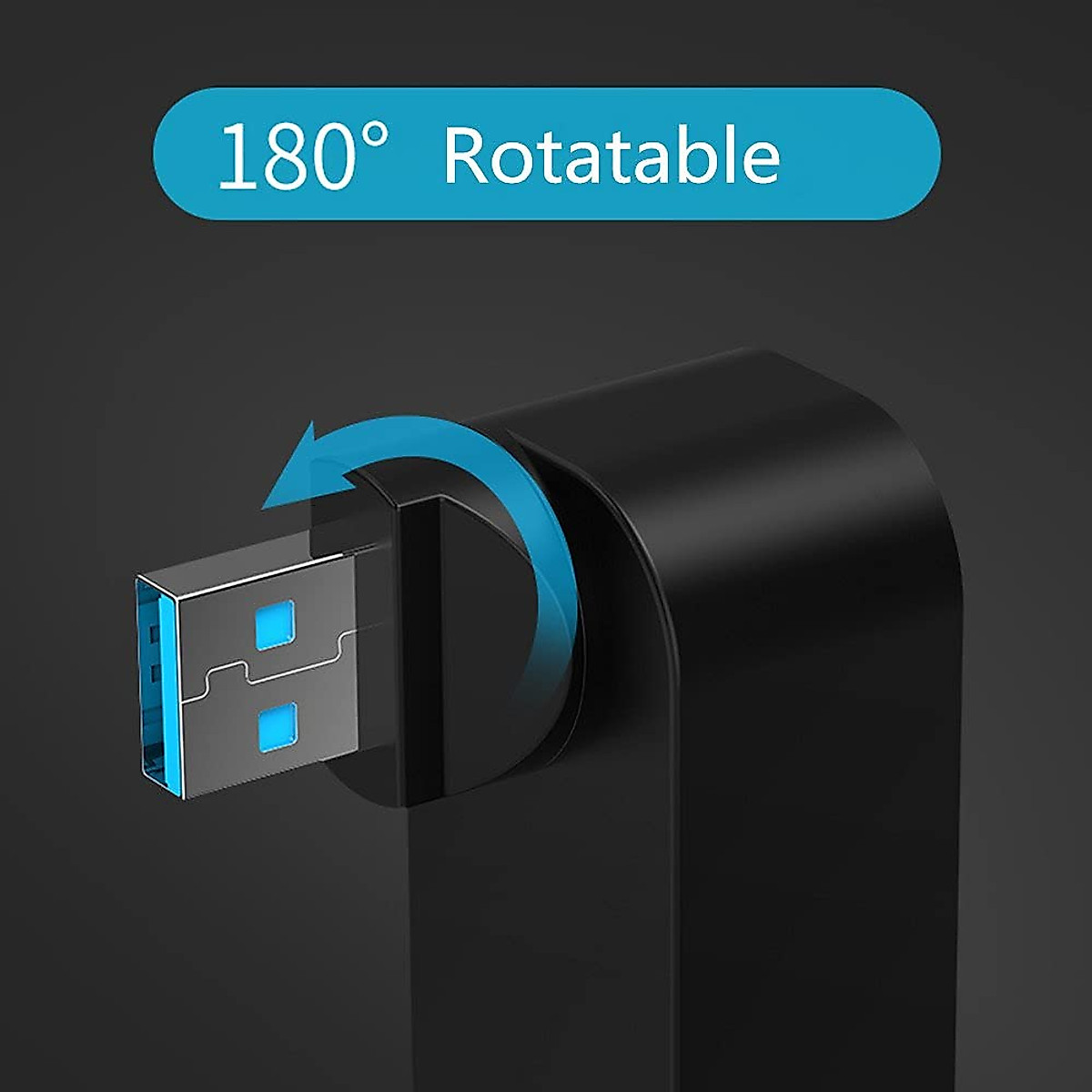 Sudroid USB Port Splitter, 3 Port USB 3.0 Expander Splitter [90°/180° Degree Rotatable] for Laptop, Xbox, Wii, PS3, PC, MAC, Mac Book, Tablet, Tab, Console, Printer, Camera(Black)