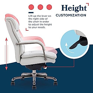 La-Z-Boy® Sonata Executive Mid-Back Office Chair, Button-Tufted Design, Double-Layer Cushion, Padded Armrests, Ergonomic Computer DeskChair, Swivel Metal Base, Bonded Leather, Gray and Graphite