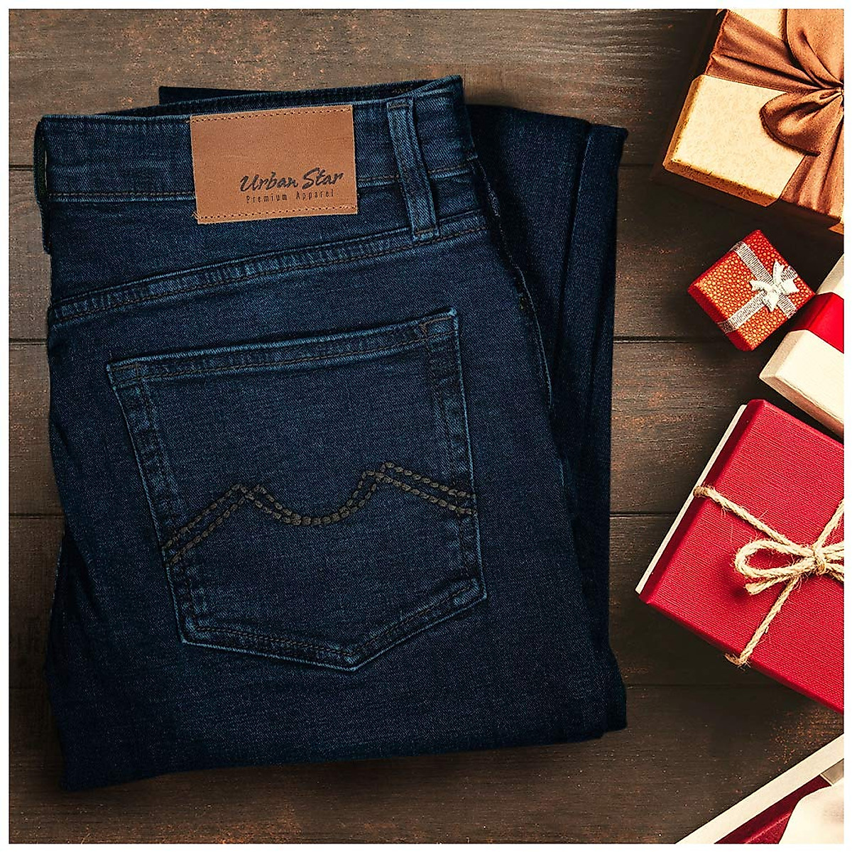 Urban Star Mens Jeans Relaxed Fit – Straight Leg Stretch Jeans for Men – Ultimate Comfort Superflex Pants Dark Blue 38W x 30L