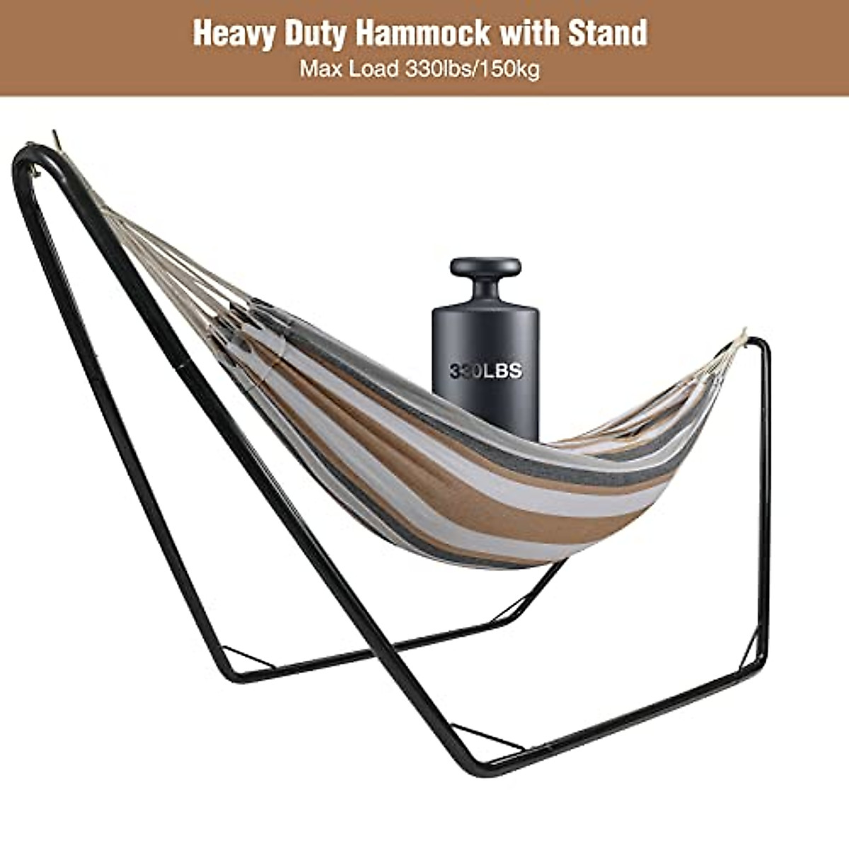 RedSwing Double Hammock with Stand, 2 Person Heavy Duty Steel Hammock Stand, Portable Standing Hammock for Indoor Outdoor Backyard Patio, 330lbs Capaticy