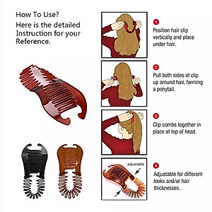 2023 New Banana Hair Clips for Women – 3Pcs Banana Clips Hair for Thick Hair, Interlocking Banana Comb Stretch Flexible Hair Combs Clips Flexible Ponytail (3Pcs Brown)