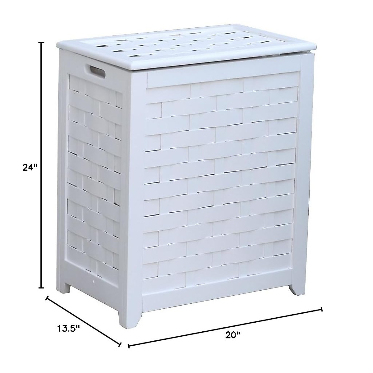 Oceanstar RHV0103W Rectangular Veneer Laundry Wood Hamper, White Finished