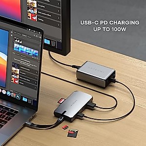 Satechi USB C Hub Multiport Adapter, USB C Docking Station 9 in 1, 4K HDMI, 100W USB C PD Charging, USB C Data, 2 USB-A, GbE, Micro/SD Card Readers, VGA, for MacBook, Windows - Space Gray