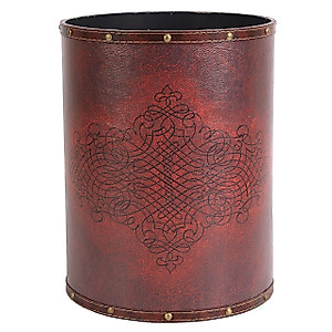 Vintiquewise(TM) Faux Leather Antique Design Waste Bin
