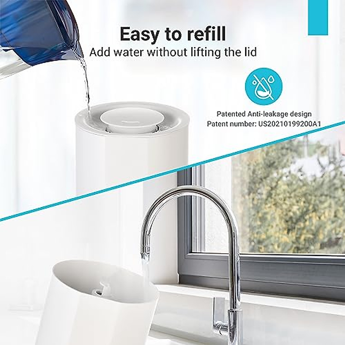 Livatro 4L Top Fill Humidifiers for Bedroom Large Room Nursery, Cool Mist Humidifier With Ultrasonic Quiet, Auto Shut-off and Easy to Clean, Last up to 40 Hours, White