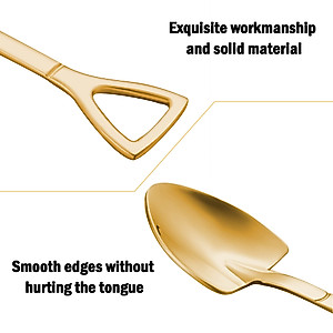 Shovel Spoon Dessert Spoons- 4pcs Ice Cream Spoon Gold Shovel Shape Spoons Mini Long Handle Coffee Afternoon Teaspoon for Home Kitchen Restaurant Party (gold)